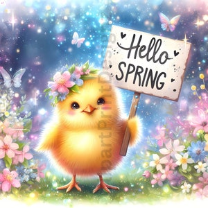 Cute Hello Spring Animals Clipart Bundle, Watercolor Clip Art Images ...
