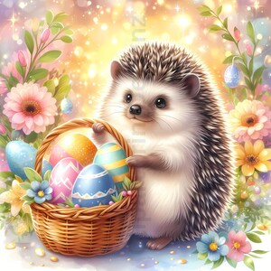 Cute Easter Hedgehogs Clipart, Funny Watercolor Animal Images, High ...
