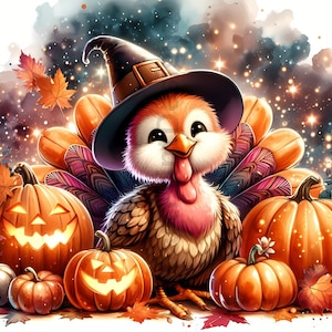 Cute Fall Turkeys Clipart Bundle, Watercolor Turkey Clip Art Images ...