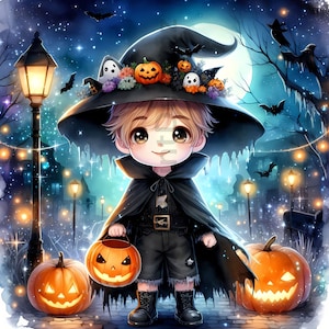 Cute Halloween Boys Clipart Bundle, Watercolor Boy Clip Art Images ...