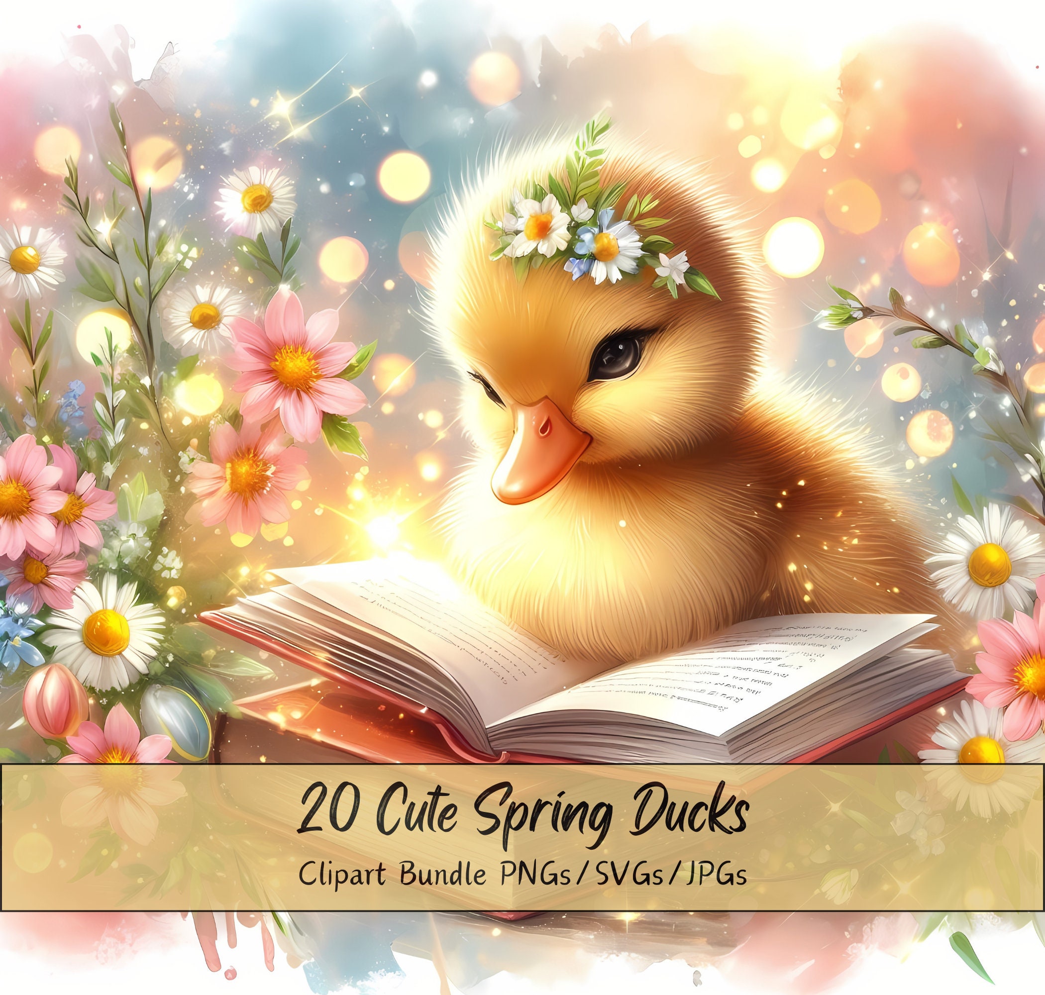 Cute Spring Ducks Clipart Bundle, Watercolor Clip Art Images, 20 High ...