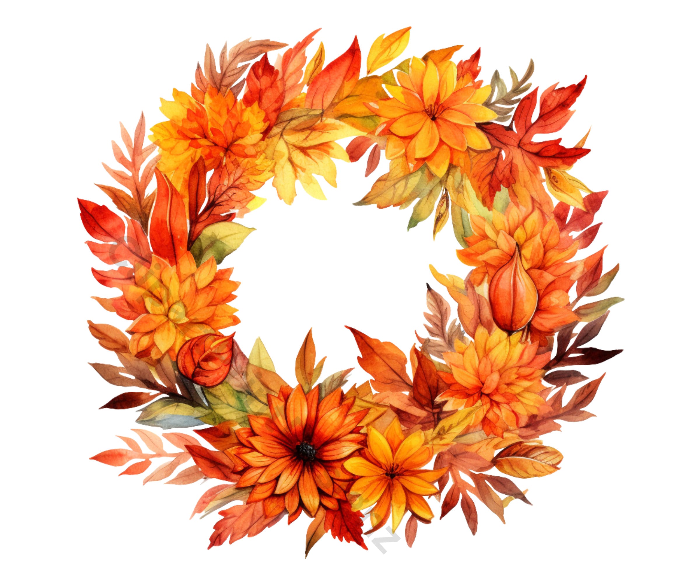 20 Watercolor Fall Wreaths Transparent Backgrounds Autumn - Etsy