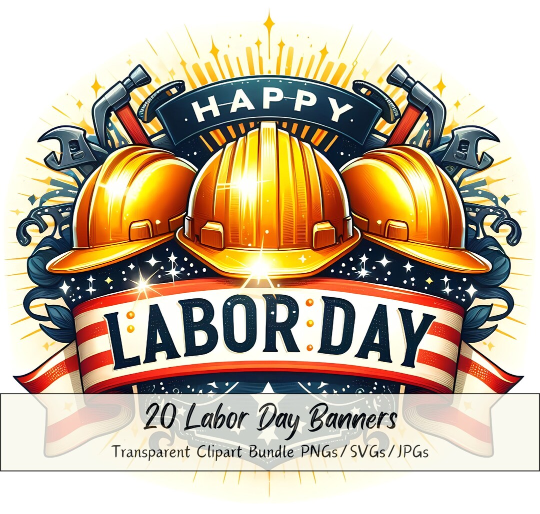 Happy Labor Day Banners Clipart Bundle, Watercolor Clip Art Images ...