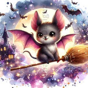 Cute Halloween Bats Clipart Bundle, Watercolor Bat Clip Art Images ...