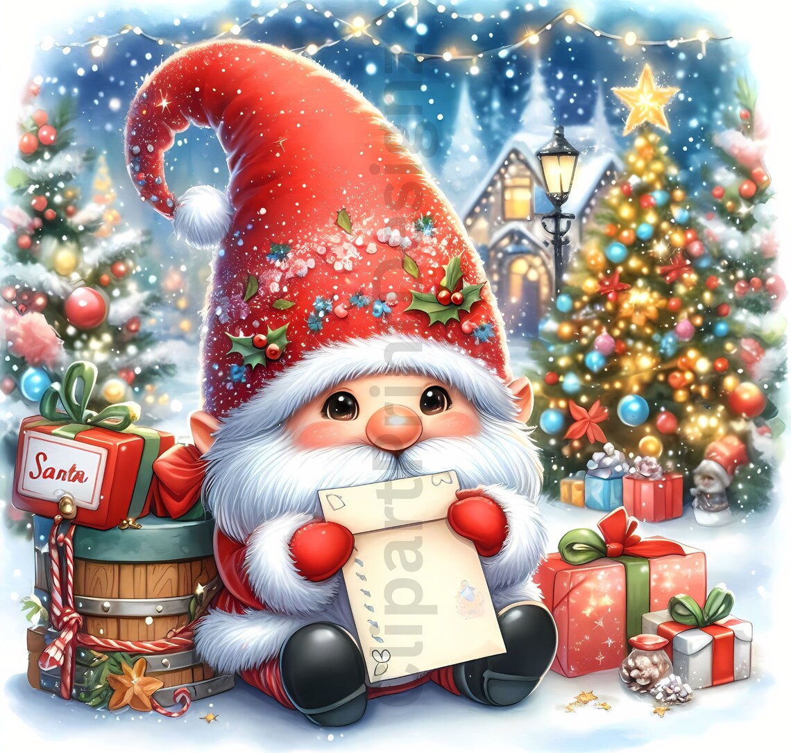 Cute Christmas Gnomes Clipart Bundle, Xmas Gnome Clip Art Images ...