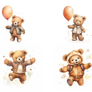 20 Brown Watercolour Teddy Bear Clipart, Pngs/jpgs/svgs, Bundle for ...