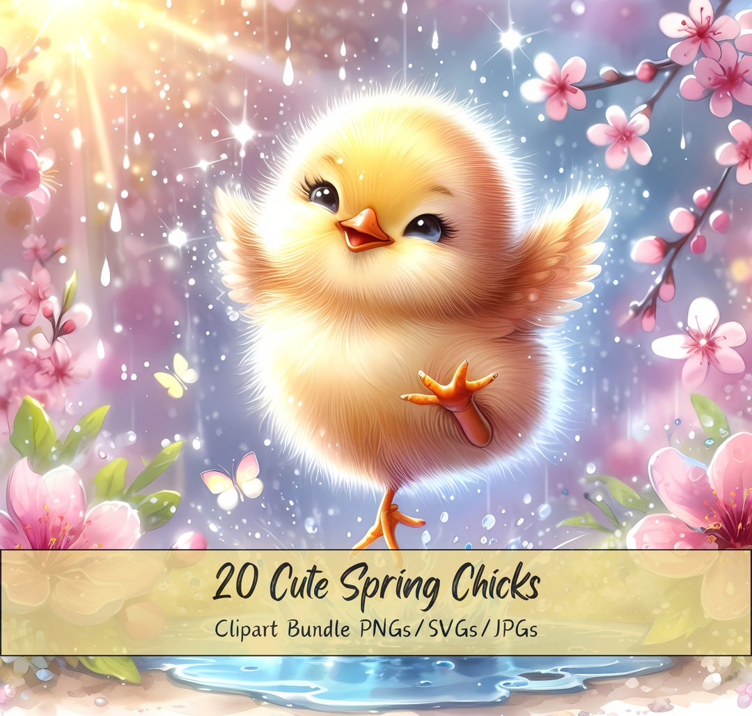 Cute Spring Chicks Clipart Bundle, Watercolor Clip Art Images, 20 High ...