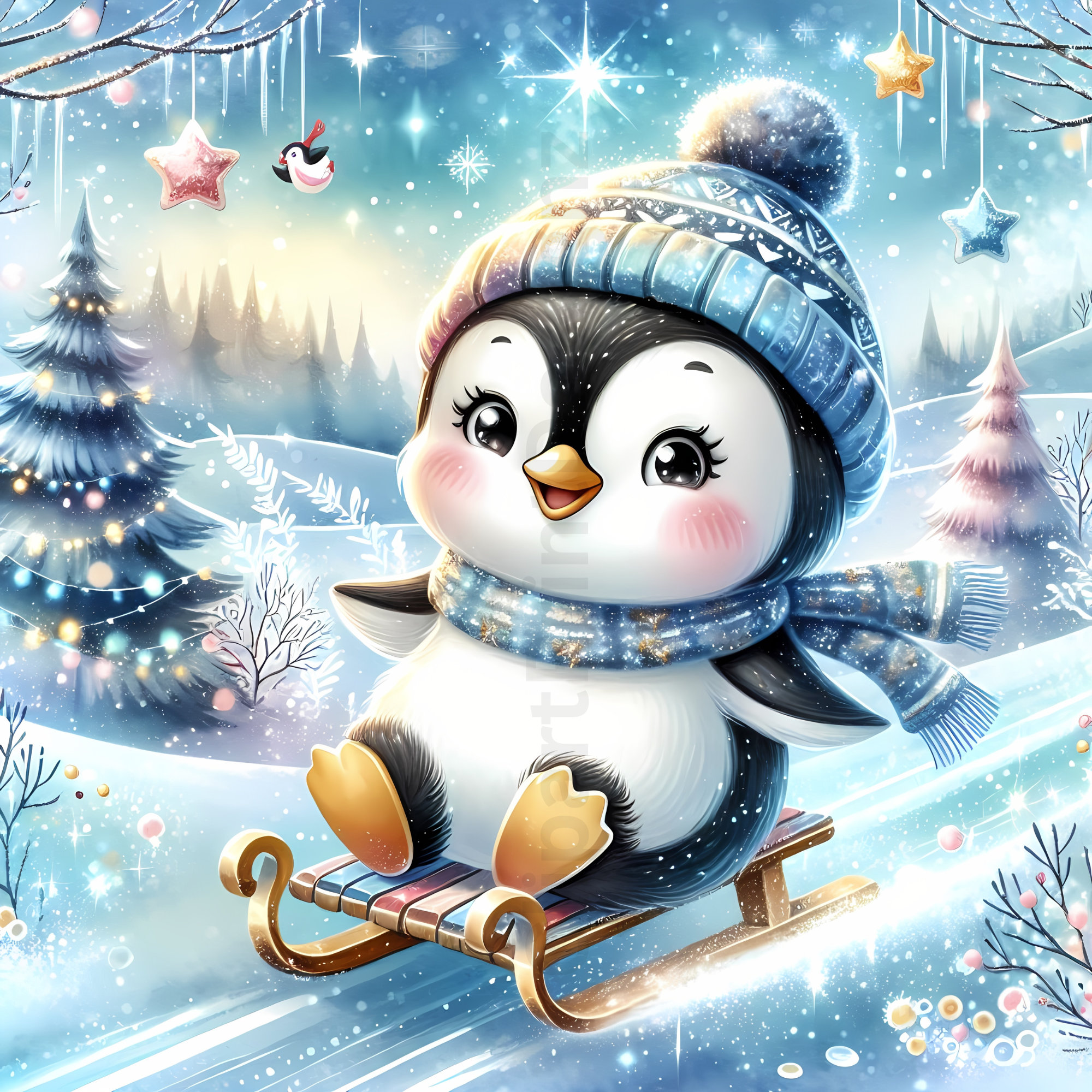 Cute Winter Penguin Clipart Bundle Watercolor Clip Art - Etsy