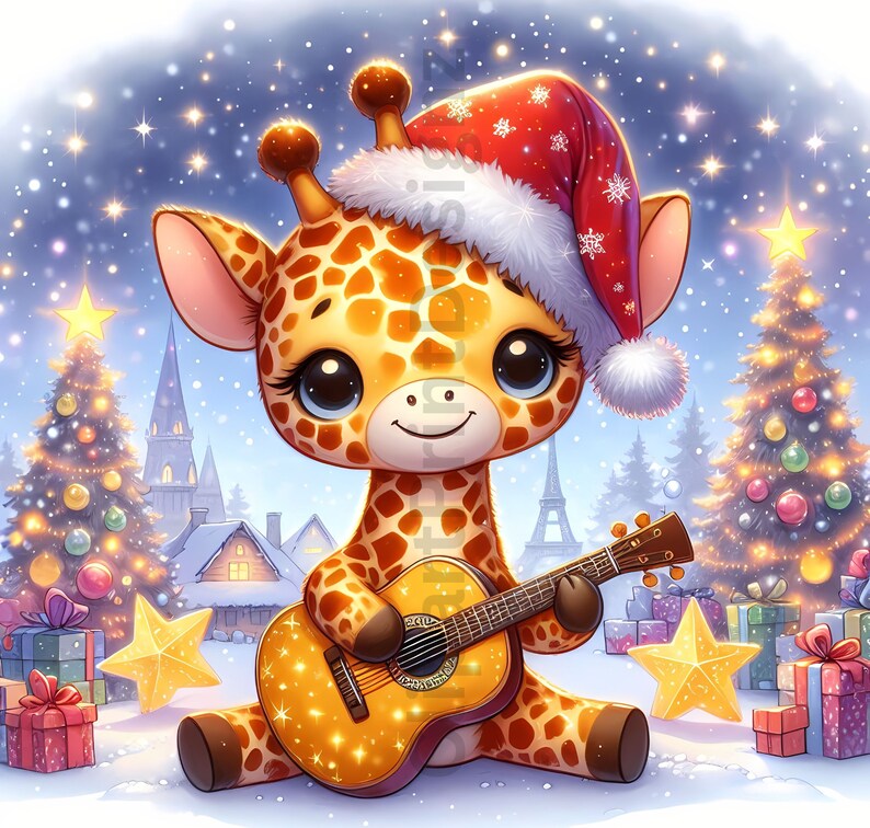 Cute Christmas Giraffes Clipart Bundle, Xmas Giraffe Clip Art Images ...
