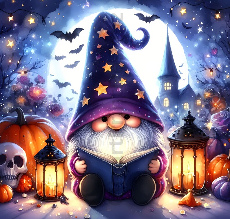 Cute Halloween Gnomes Clipart Bundle, Watercolor Gnome Clip Art Images ...