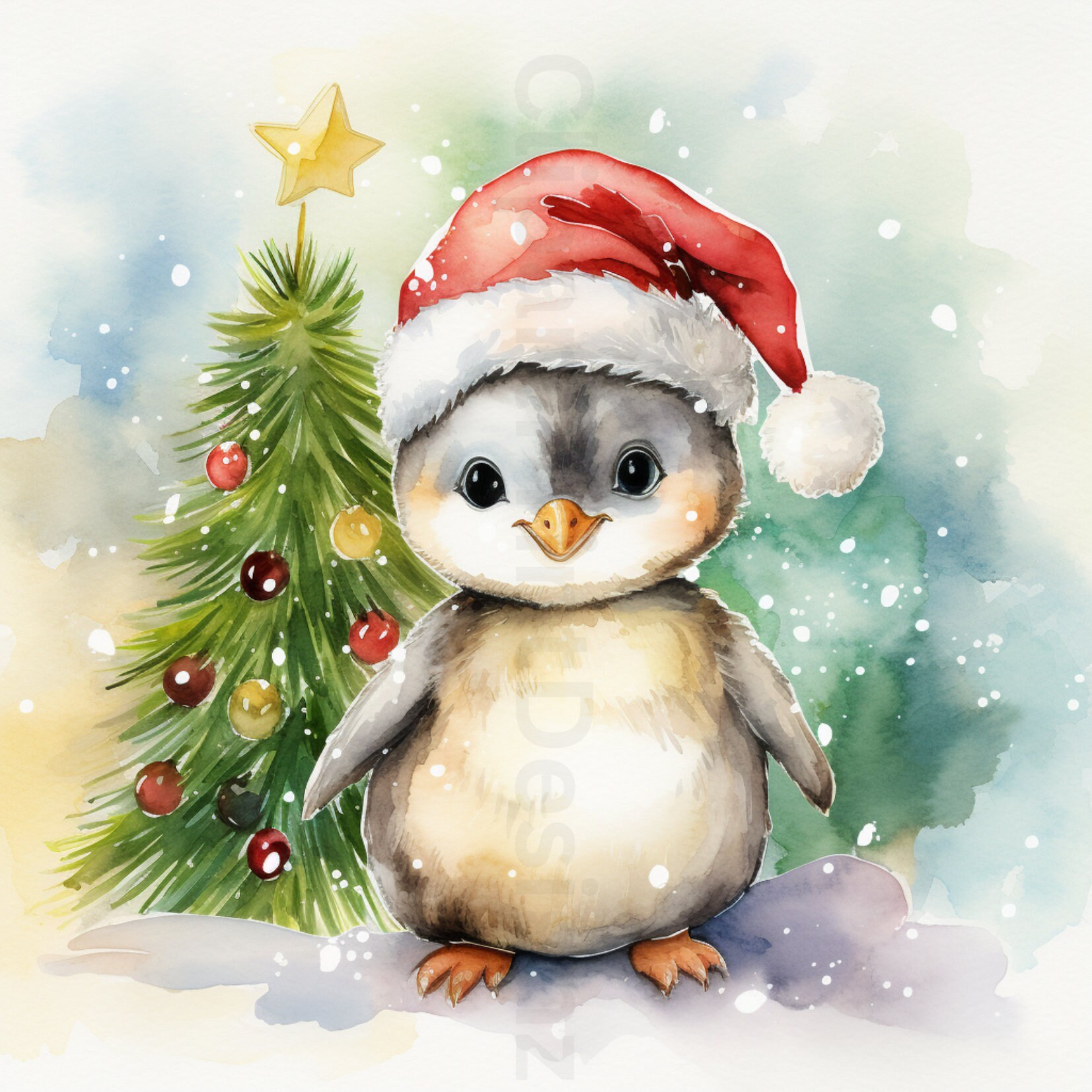10 Cute Watercolor Christmas Animals, Christmas Clipart Bundle, 10 Baby ...