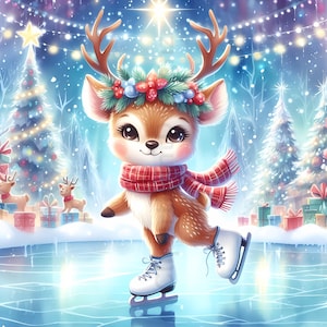 15 Cute Watercolor Christmas Reindeer, Christmas Clipart Bundle ...