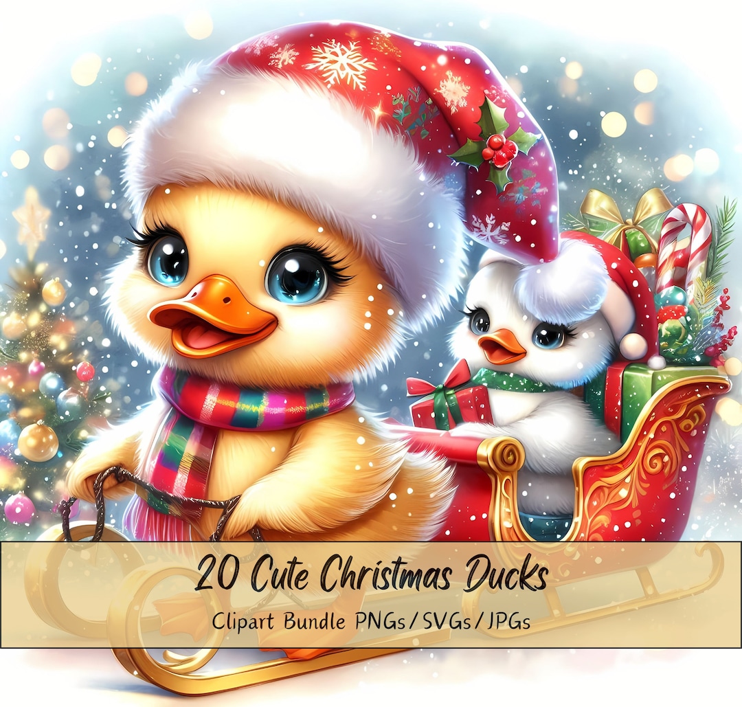 Cute Christmas Ducks Clipart Bundle, Xmas Ducks Clip Art Images ...