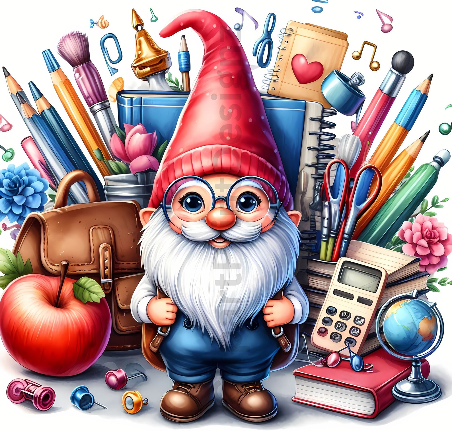 Cute Back to School Gnomes Clipart Bundle, Watercolor Gnome Clip Art ...
