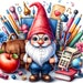 Cute Back to School Gnomes Clipart Bundle, Watercolor Gnome Clip Art ...