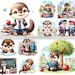 Cute Back to School Otters Clipart Bundle, Watercolor Otter Clip Art ...