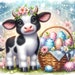 Cute Easter Cows Clipart, Funny Watercolor Animal Images, High Quality ...