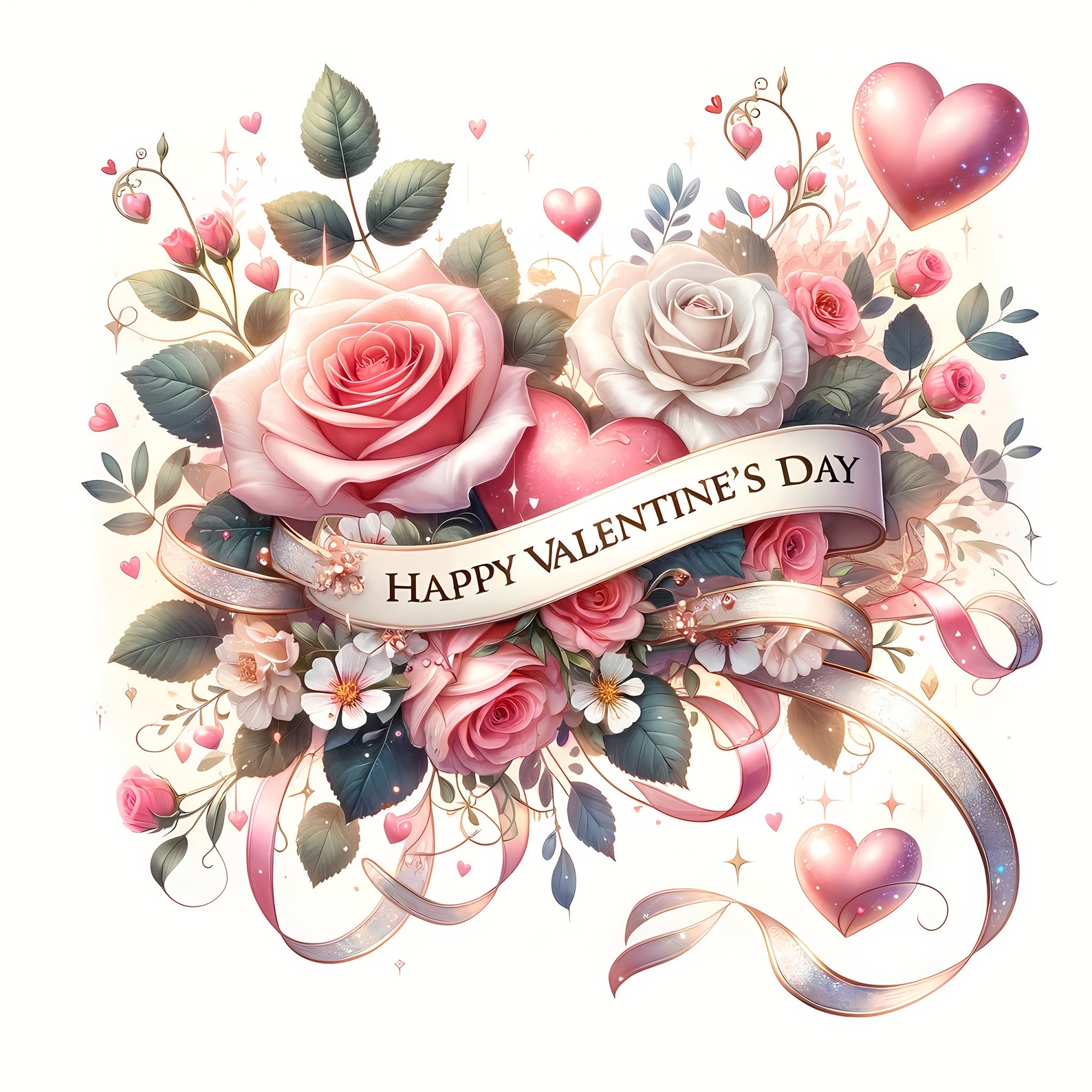 Happy Valentines Day Clipart Bundle, Watercolor Clip Art, 15 High ...