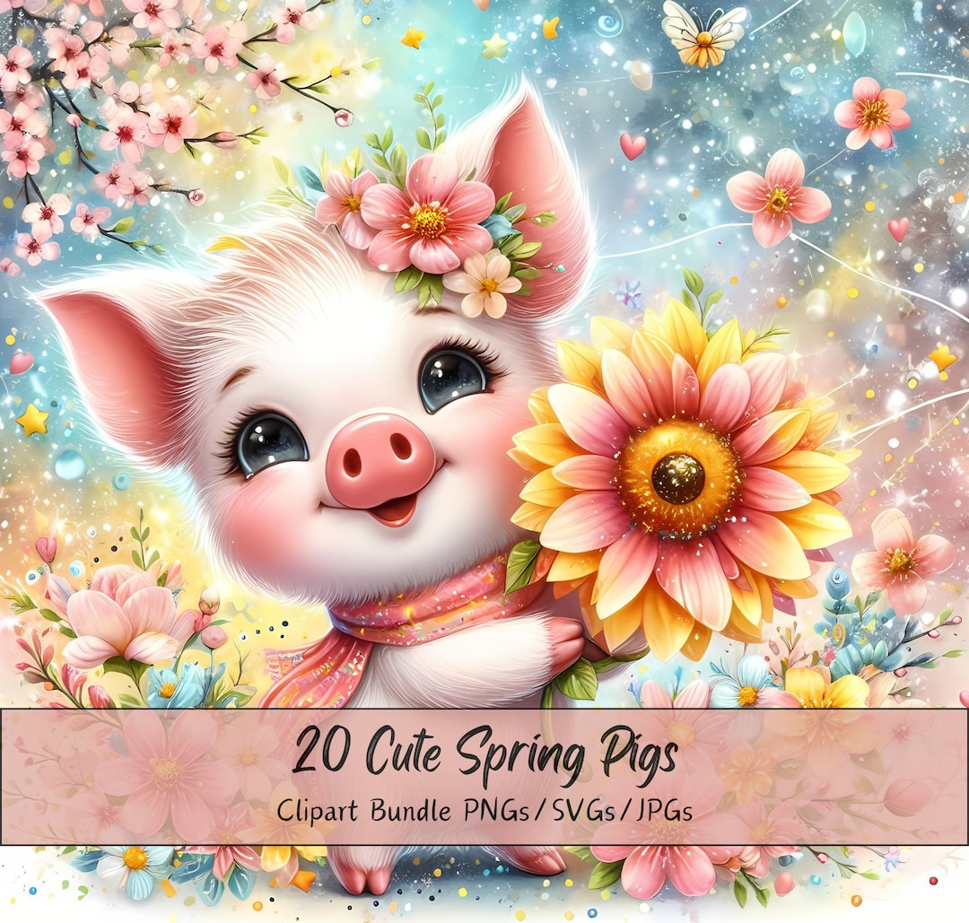 Cute Spring Pigs Clipart, Funny Watercolor Animal Images, High Quality ...