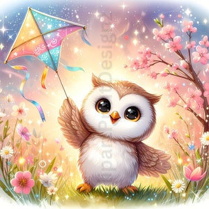 Cute Spring Owls Clipart, Watercolor Animal Images, High Quality Bundle ...