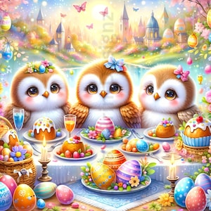 Watercolor Easter Owl Clipart, Whimsical Animal Images, Cute High ...