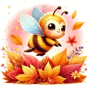 Cute Fall Bees Clipart Bundle, Watercolor Bee Clip Art Images, High ...