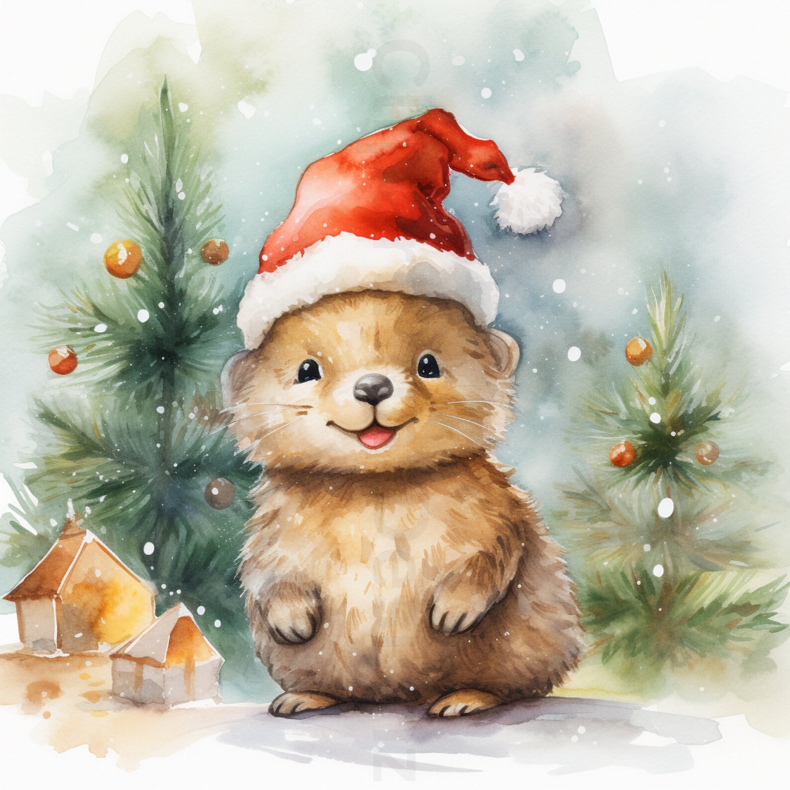 Cute Watercolor Woodland Christmas Animals, Christmas Woodland Clipart ...