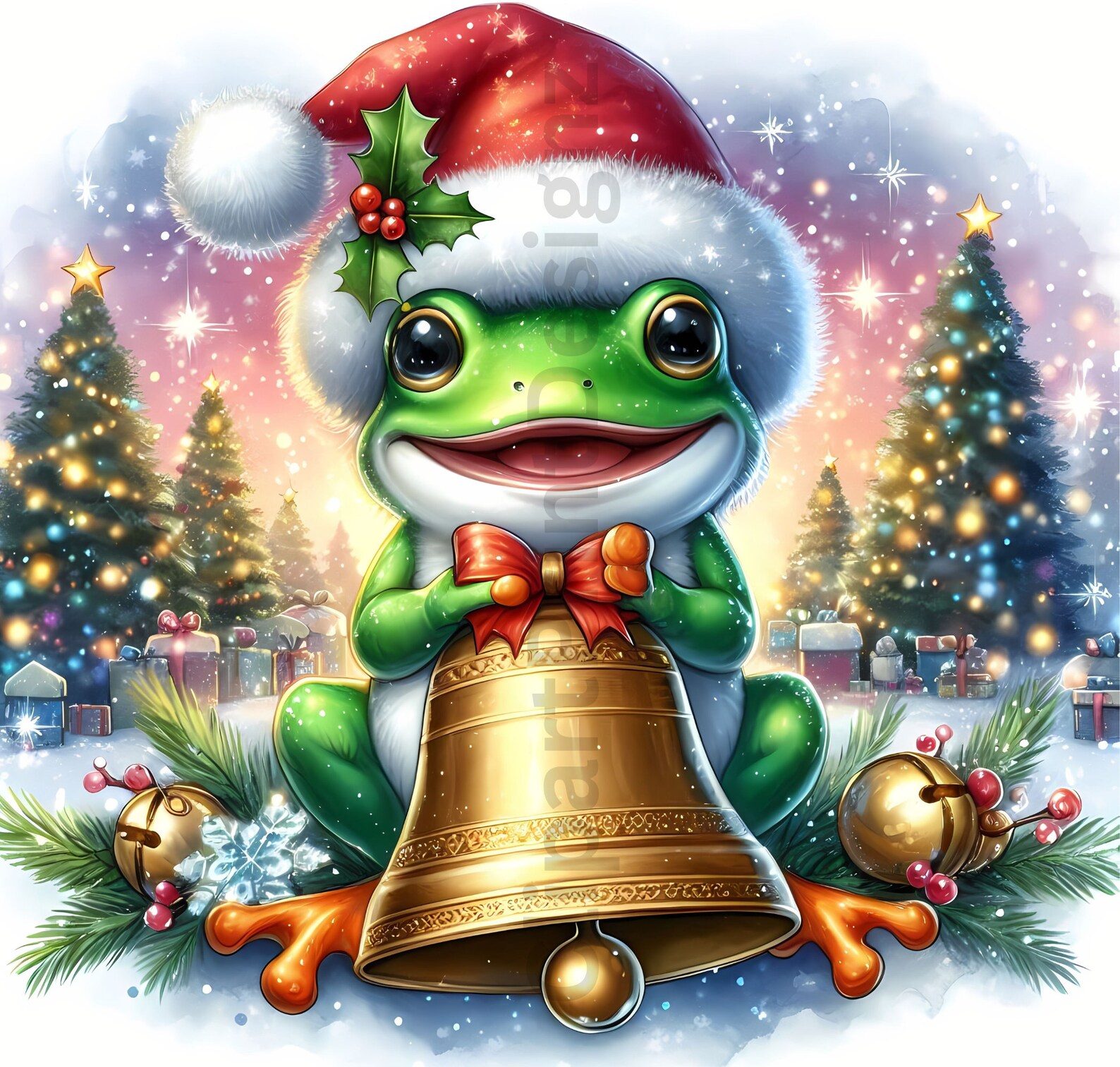 Cute Christmas Frogs Clipart Bundle, Xmas Frog Clip Art Images ...