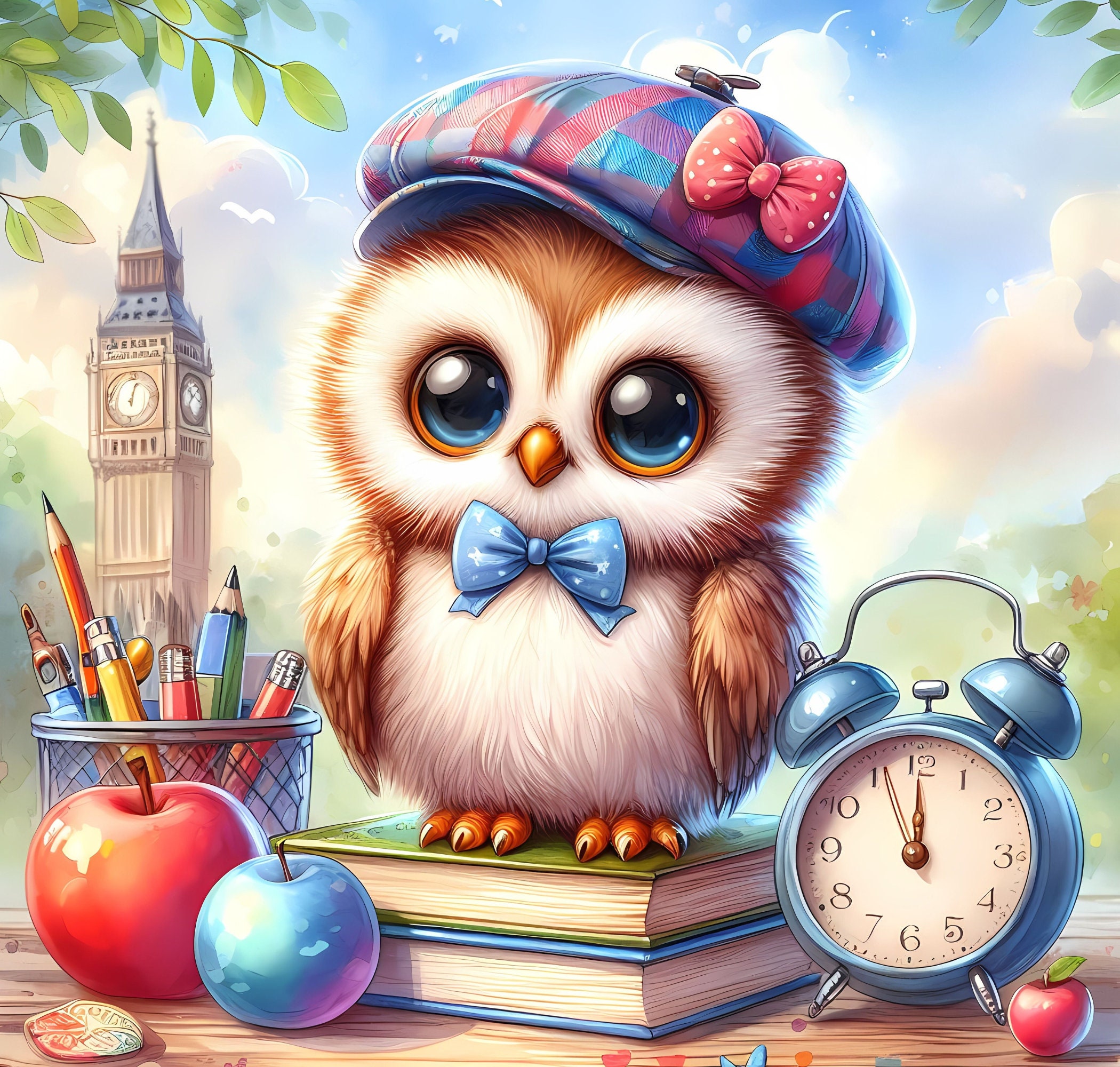 Cute Back to School Owls Clipart Bundle, Watercolor Owl Clip Art Images ...
