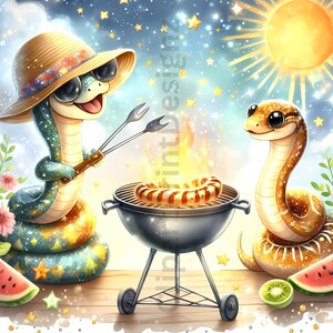 Cute Summer Snakes Clipart Bundle, Watercolor Snake Clip Art Images ...