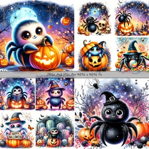 Cute Halloween Spiders Clipart Bundle, Watercolor Spider Clip Art ...