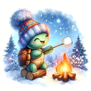 Cute Winter Turtles Clipart Bundle, Festive Watercolor Clip Art Images ...