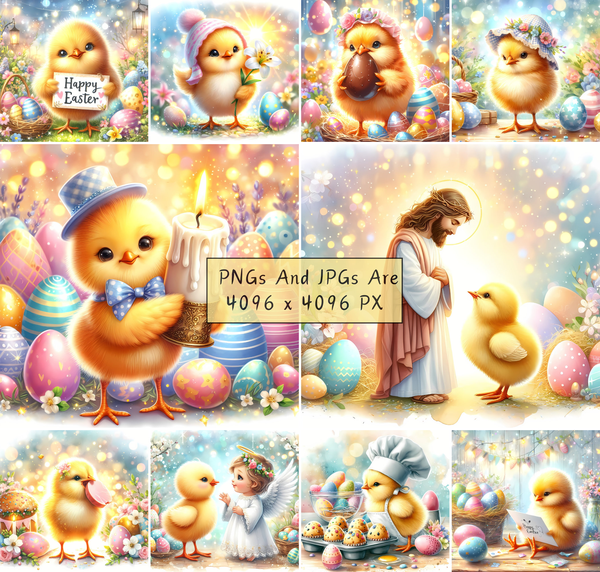 Cute Easter Chicks Clipart Bundle, Watercolor Clip Art Images, 20 High ...
