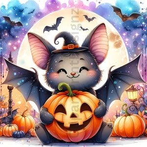 Cute Halloween Animals Clipart Bundle, Watercolor Clip Art Images, High ...