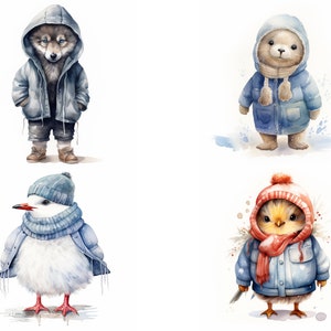 Watercolor Winter Animals Clipart, Christmas Animals Bundle, Animals ...