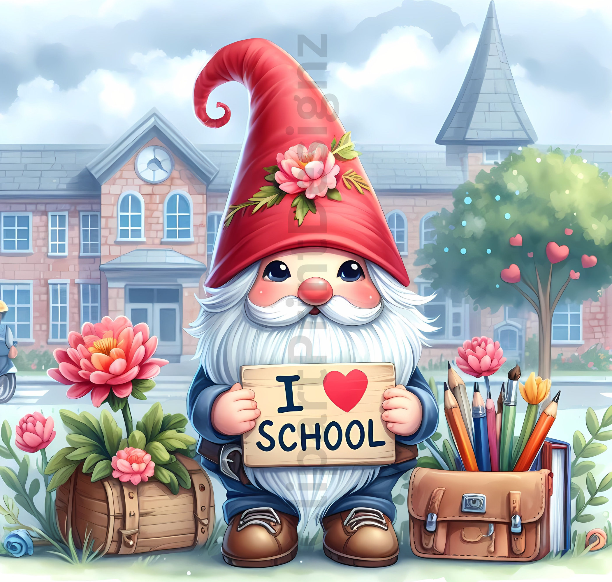 Cute Back to School Gnomes Clipart Bundle, Watercolor Gnome Clip Art ...
