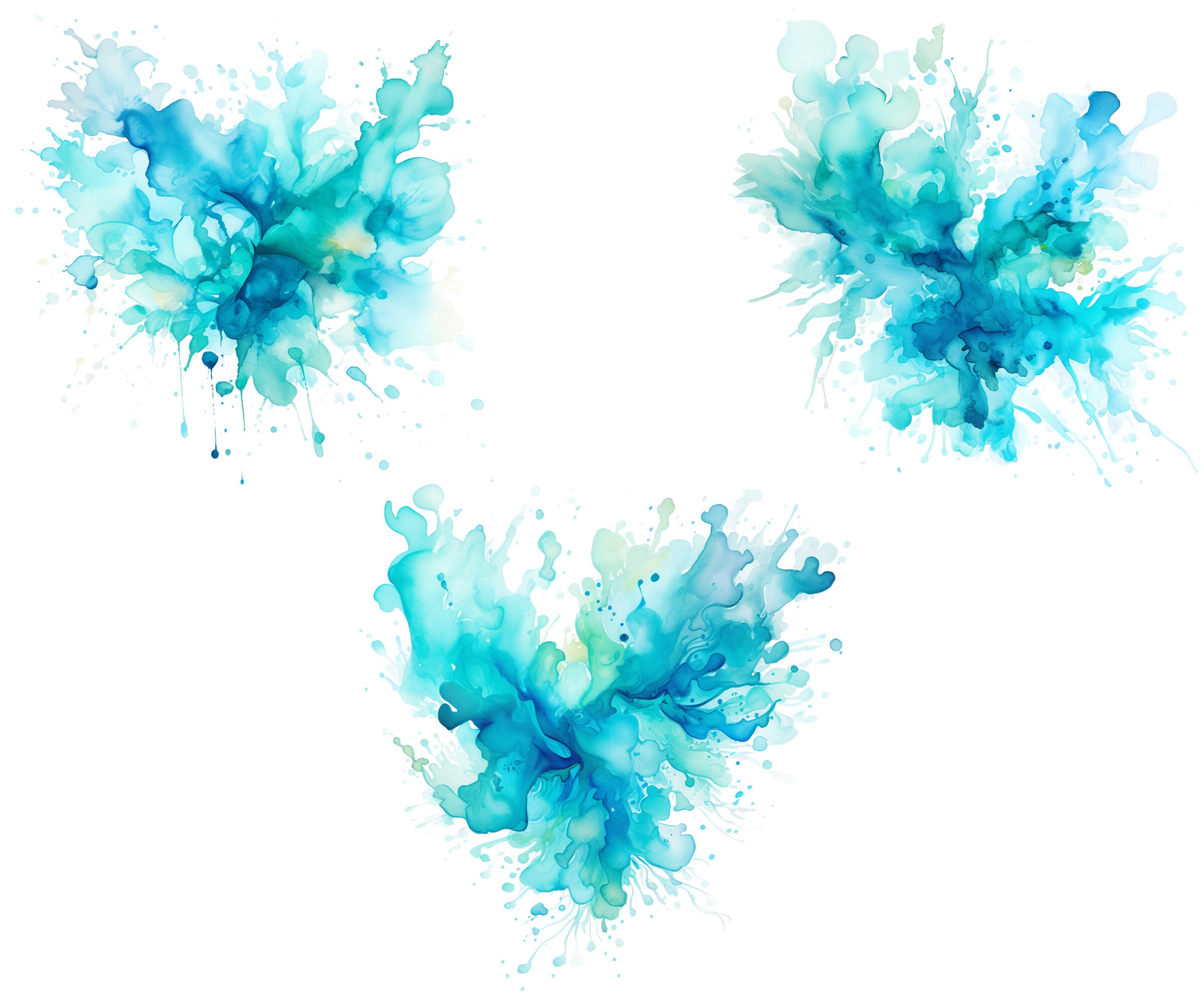 Watercolor Splash Clipart Bundle, Transparent Background, Splashed Art ...