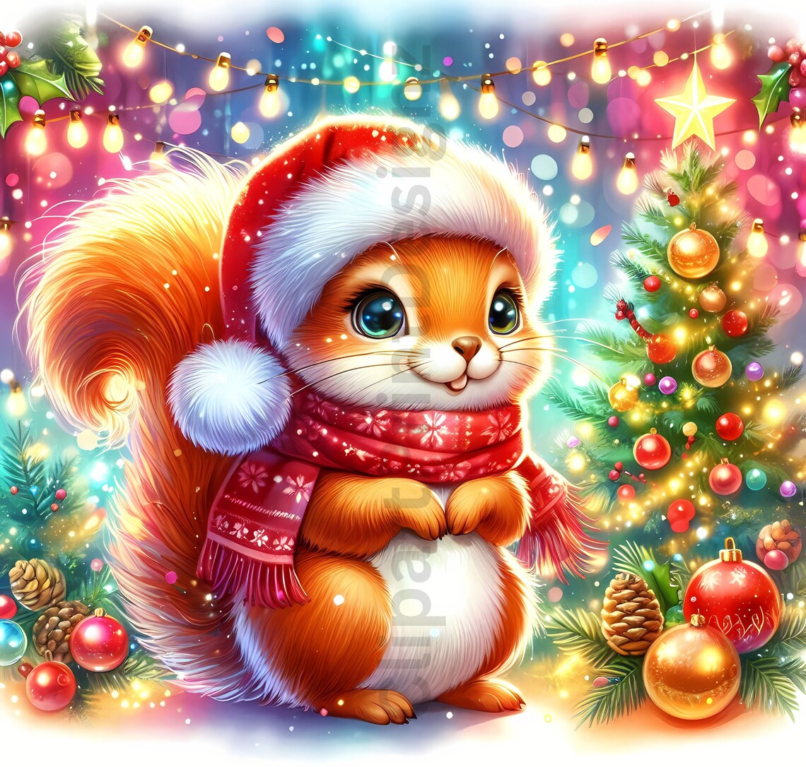 Cute Christmas Squirrels Clipart Bundle, Xmas Squirrel Clip Art Images ...