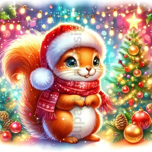 Cute Christmas Squirrels Clipart Bundle, Xmas Squirrel Clip Art Images ...