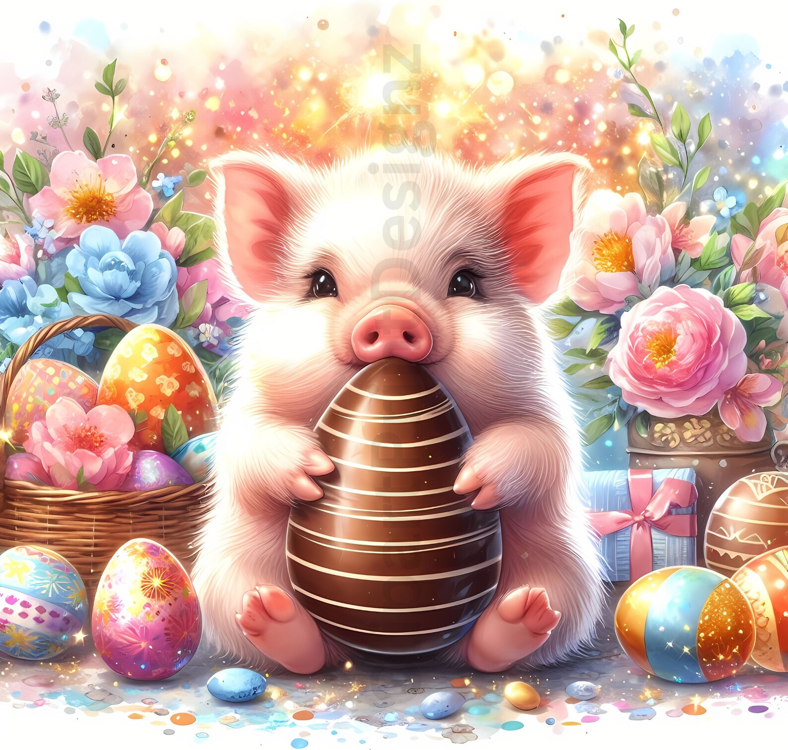 Cute Easter Pigs Clipart, Funny Watercolor Animal Images, High Quality ...