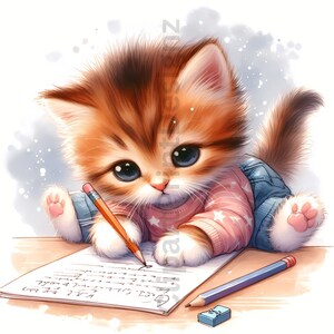 Cute Back to School Animals Working Clipart Bundle, Watercolor Animal ...