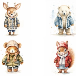 Watercolor Winter Animals Clipart, Christmas Animals Bundle, Animals ...