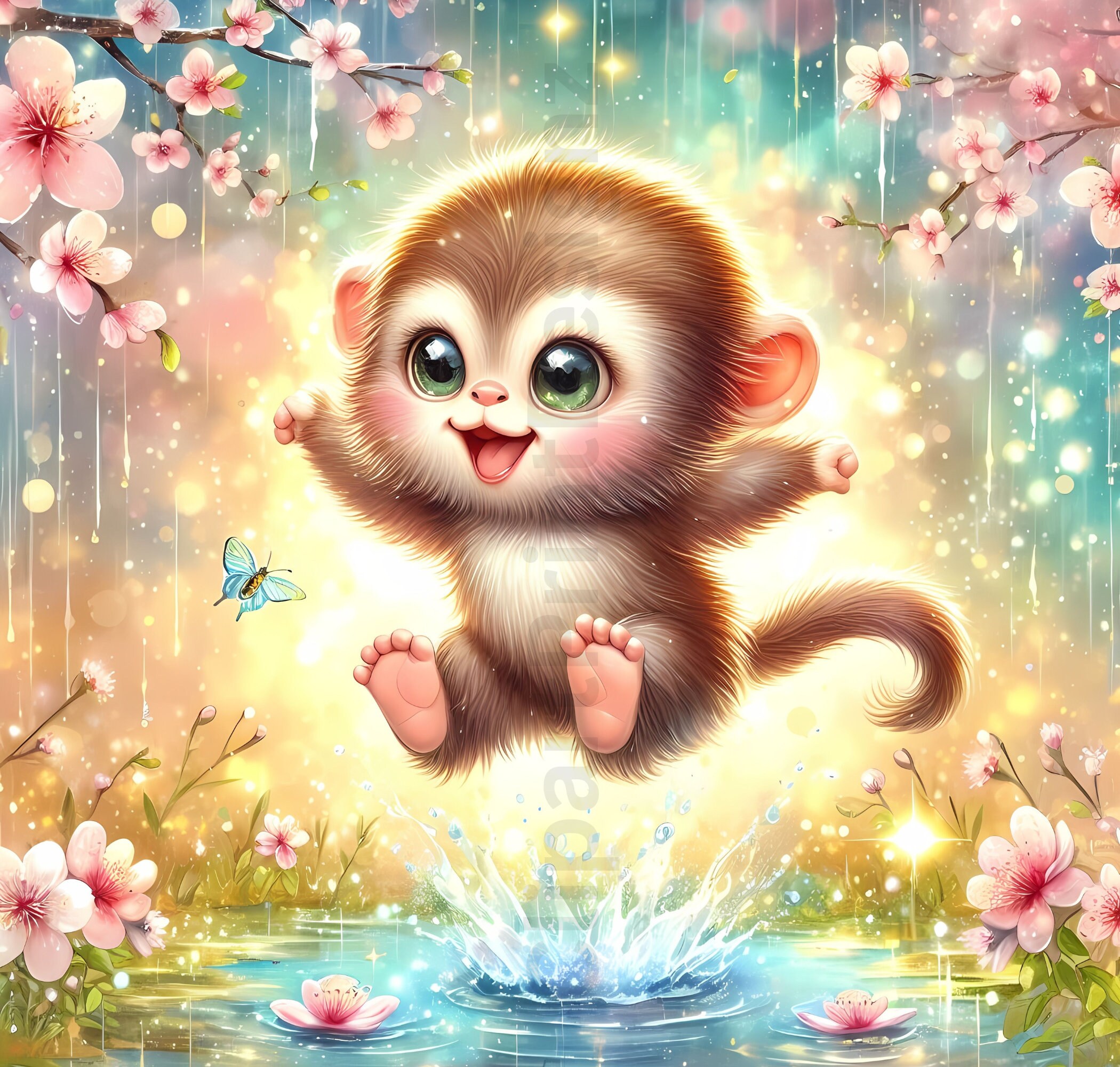 Cute Spring Monkeys Clipart Bundle, Watercolor Clip Art Images, 20 High ...