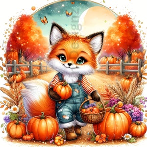 Cute Fall Animals Clipart Bundle, Watercolor Animal Clip Art Images ...