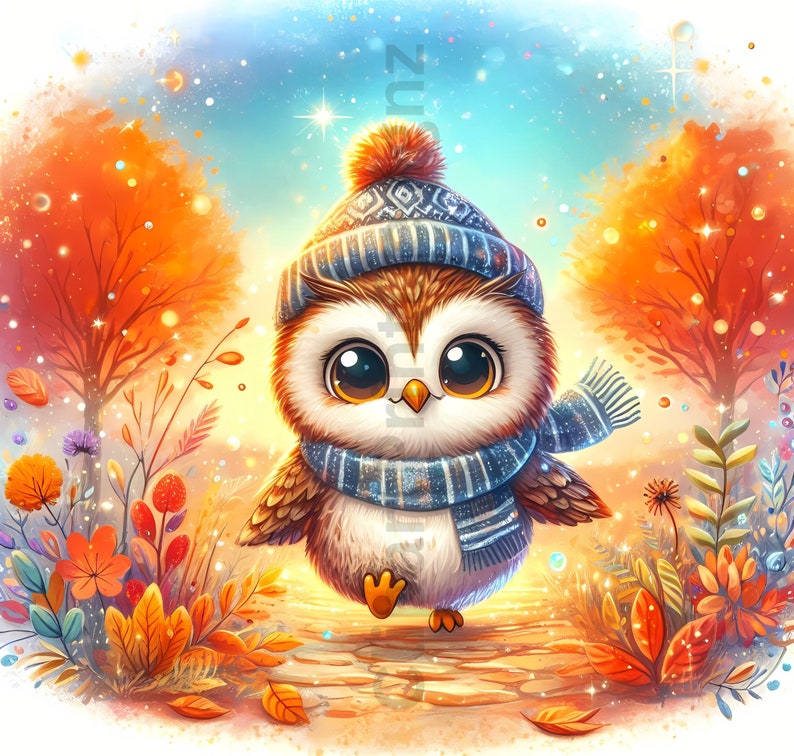 Cute Fall Owls Clipart Bundle, Watercolor Autumn Owl Clip Art Images ...