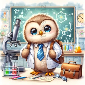Cute Back to School Owls Clipart Bundle, Watercolor Owl Clip Art Images ...