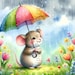 Cute Spring Animals Holding Umbrellas Clipart Bundle, Watercolor Clip ...