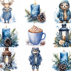 Cozy Winter Clipart Bundle, Blue Winter, Cute Watercolor Christmas ...