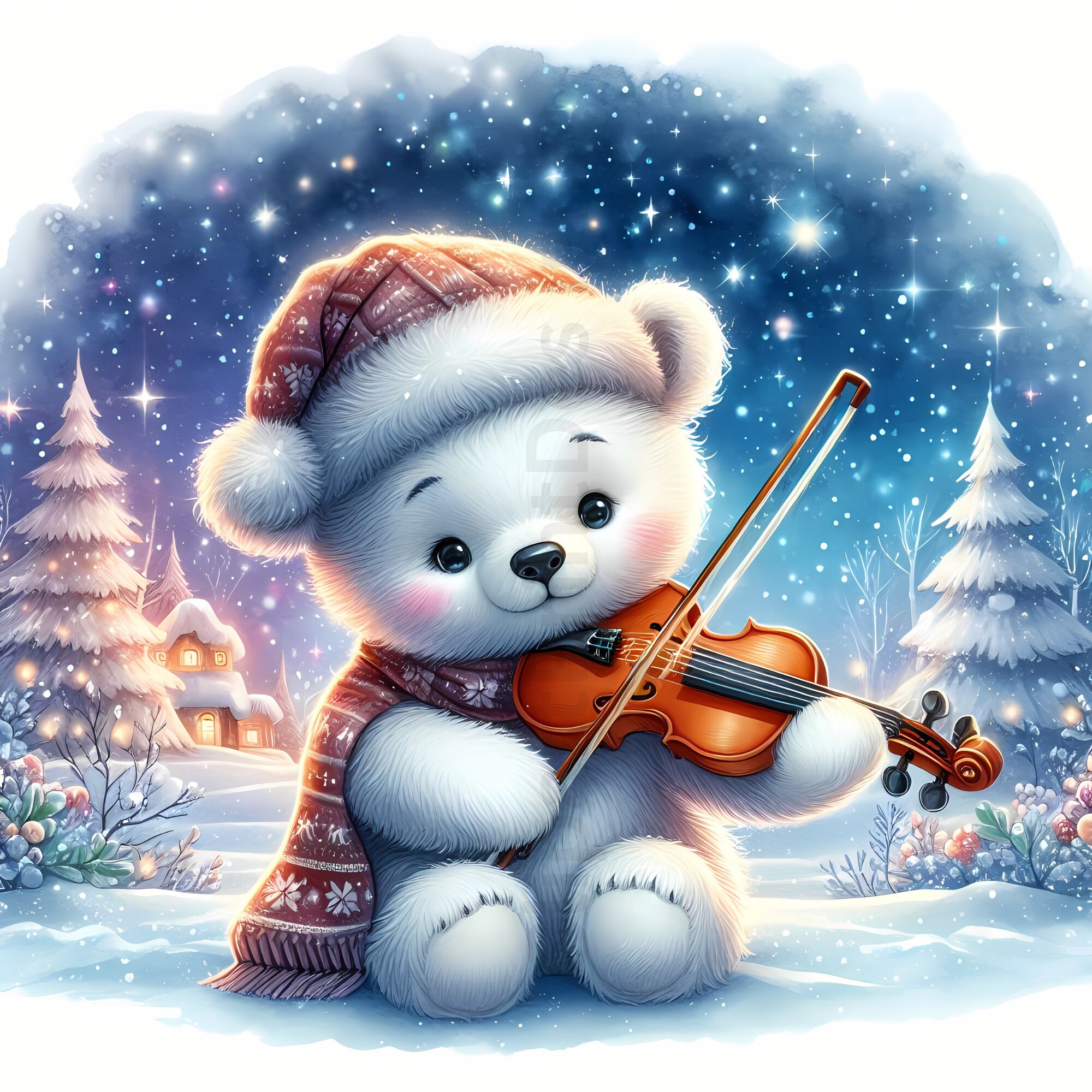 Cute Winter Polar Bear Clipart Bundle Festive Watercolor Clip - Etsy