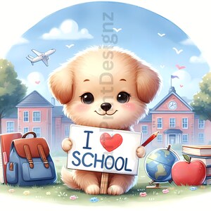 Cute Back to School Dogs Clipart Bundle, Watercolor Dog Clip Art Images ...